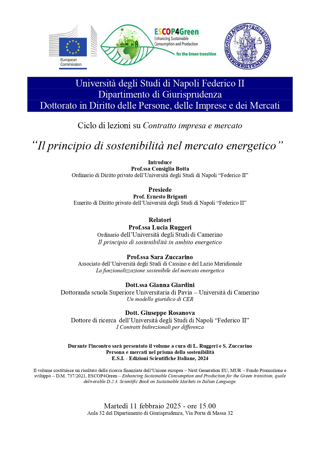 "Il principio di sostenibilità nel mercato energetico" | ESCOP4Green Unicam